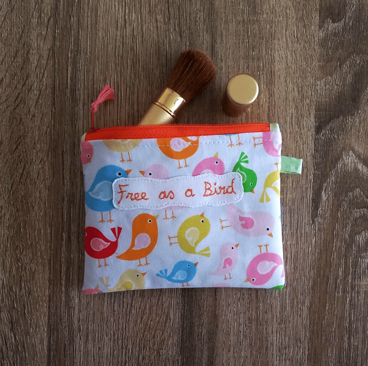 Free as a Bird, small, zipped pouch, multicolou... - Folksy