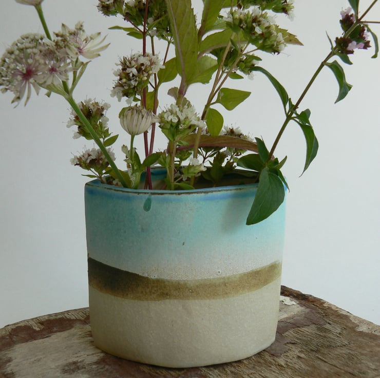 Turquoise Landscape Vase - Folksy