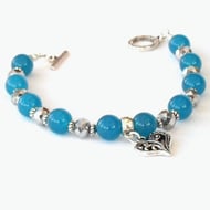 Gemstone and crystal heart charm bracelet - Folksy