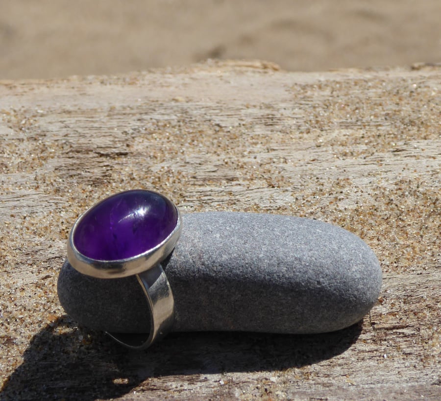 Handmade Sterling Silver Amethyst Gemstone Ring... - Folksy