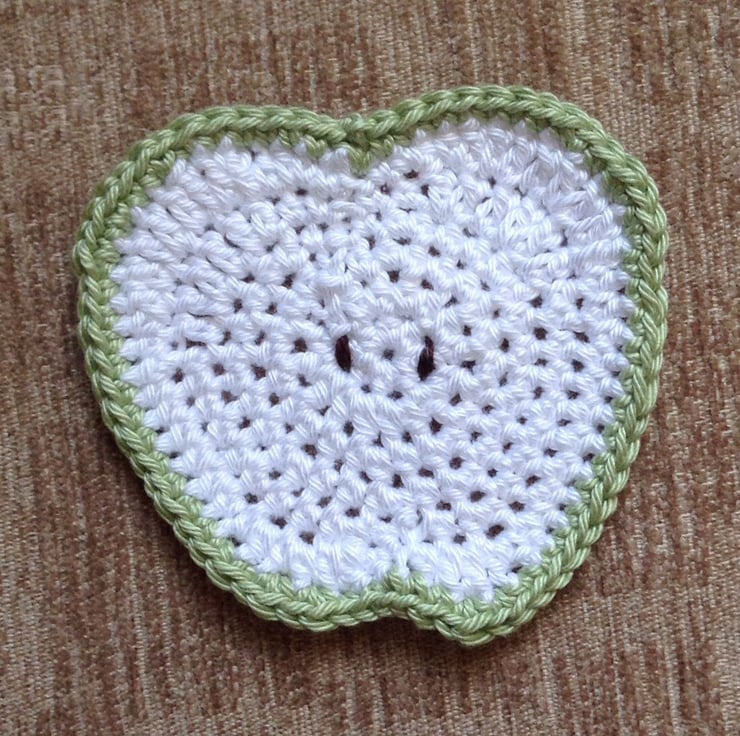 Crocheted Apple shaped coasters - Folksy