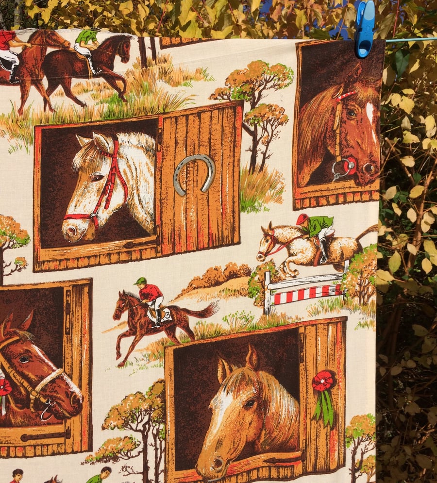 Vintage Fabric RETRO 60s 70s Pony Stable Horse ... - Folksy