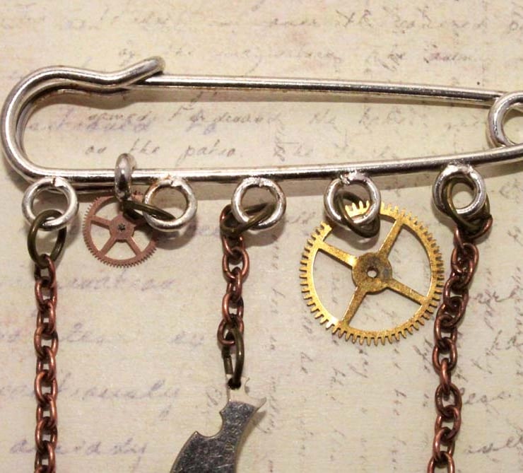 Vintage Cogs Kilt Pin Steampunk Brooch Unisex Mens - Folksy