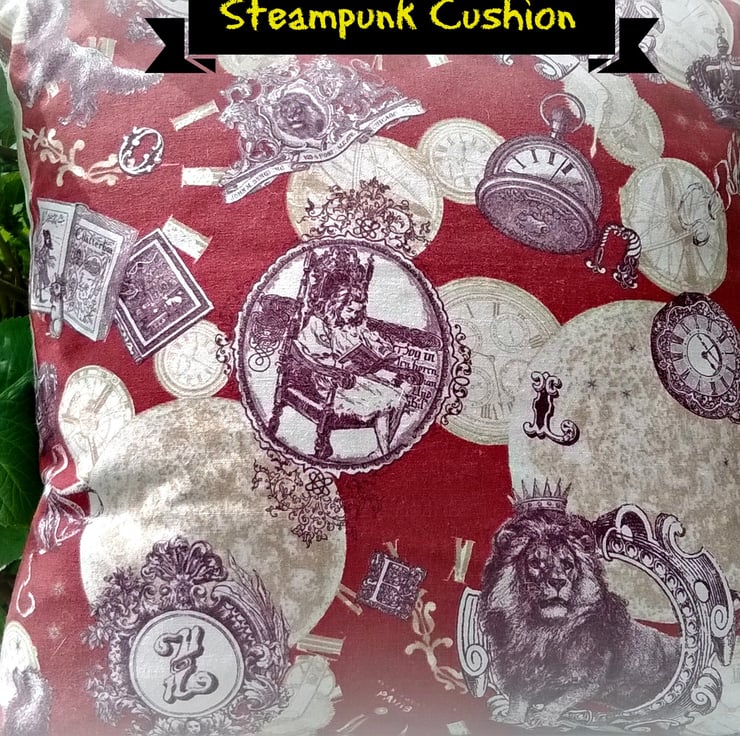 Steampunk Alice in Wonderland Cushion Cover - Folksy