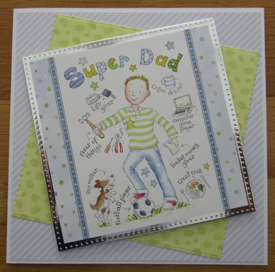 Super Dad - 7x7" Father's Day Card - Folksy