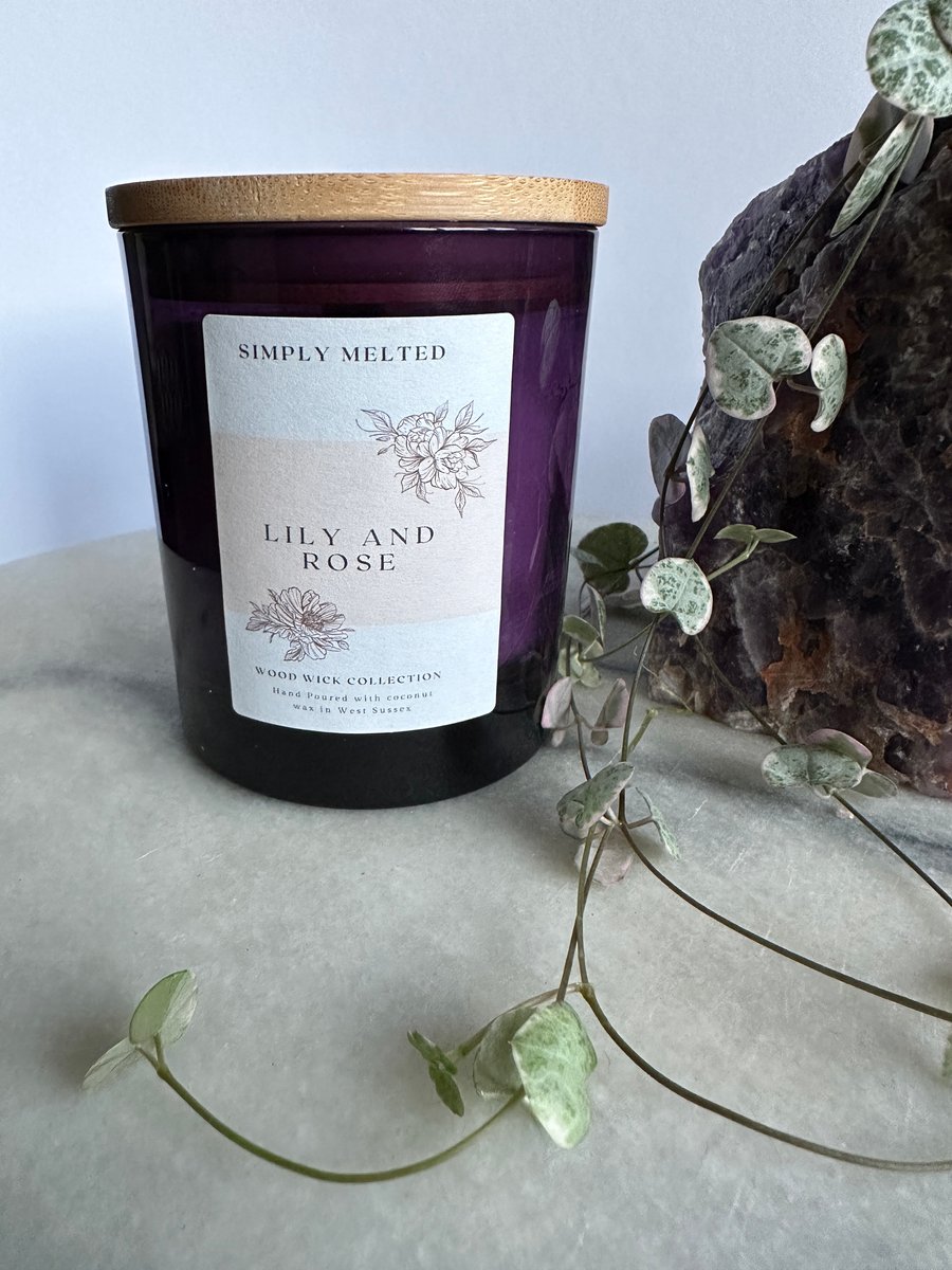 Lily Rose Coconut Wax Wood Wick Candle Smooth F... - Folksy