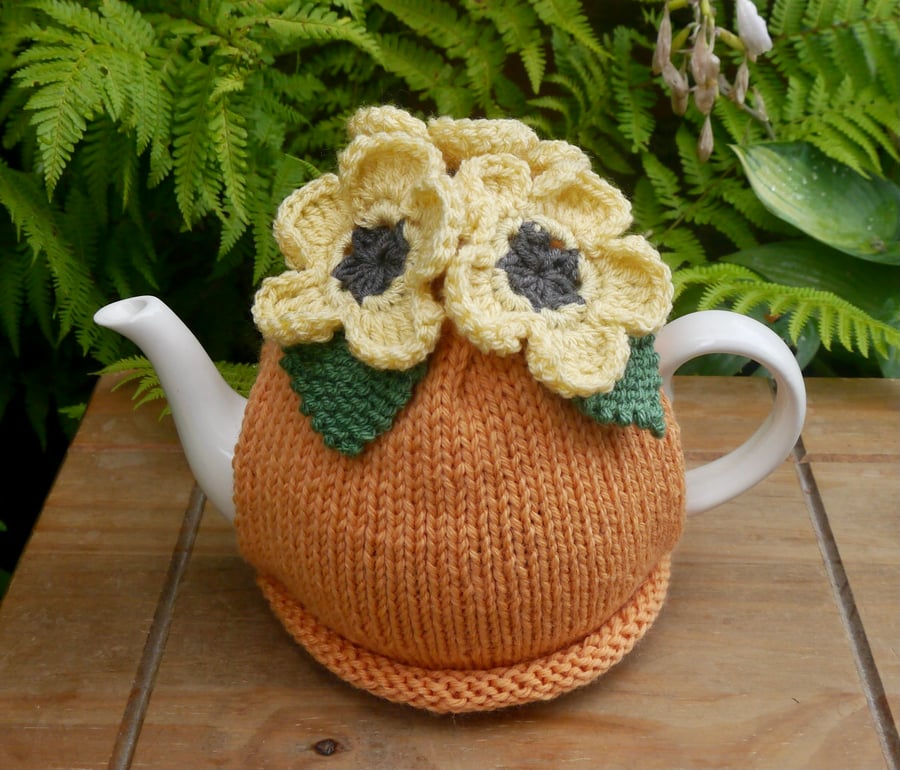 Apricot Flower Tea Cosy, Buttermilk Floral Teap... - Folksy