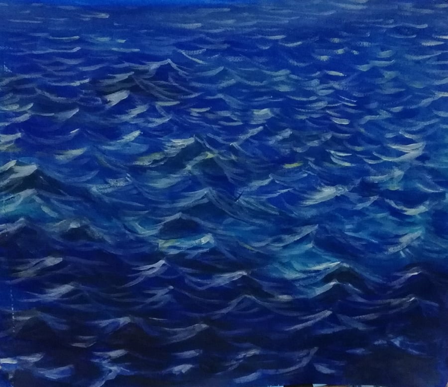 Blue Wave painting abstract acrylic seascape co... - Folksy