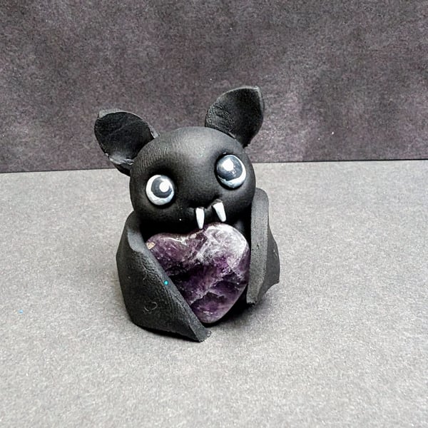 Amethyst Heart Mini Bat - Folksy