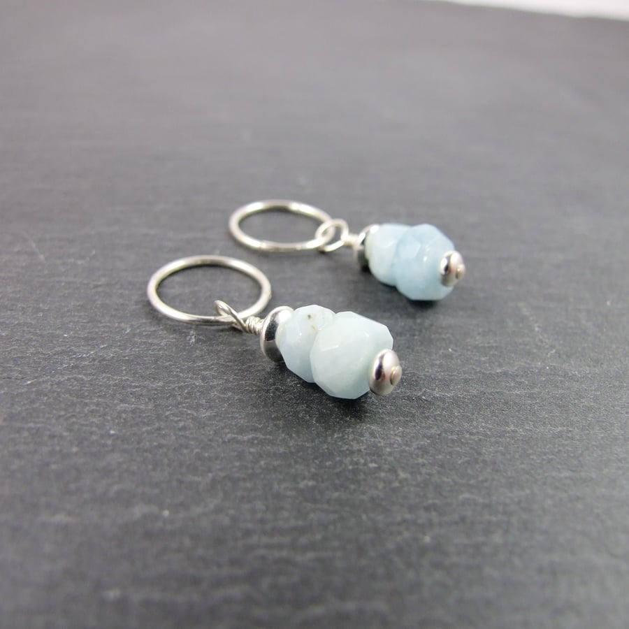 Sterling Silver Earrings Pale Blue Amazonite - Folksy