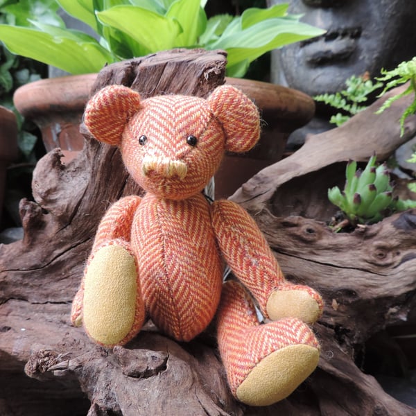 5" traditional Teddy Bear in Donegal tweed - Folksy