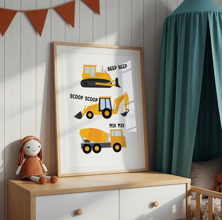 Construction wall art, Kids Playroom Decor, Boy... - Folksy