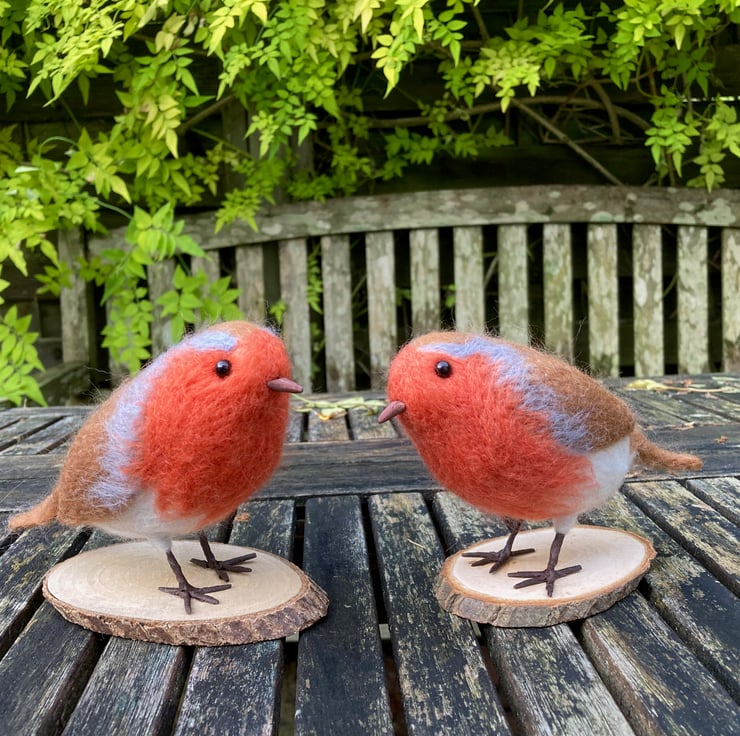 Needle felted robin decoration, woollen sculpture - Folksy