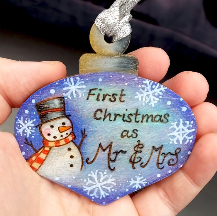 Personalised First Christmas as Mr and Mrs Wood... - Folksy