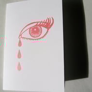 Crying Eye Card, White - Folksy