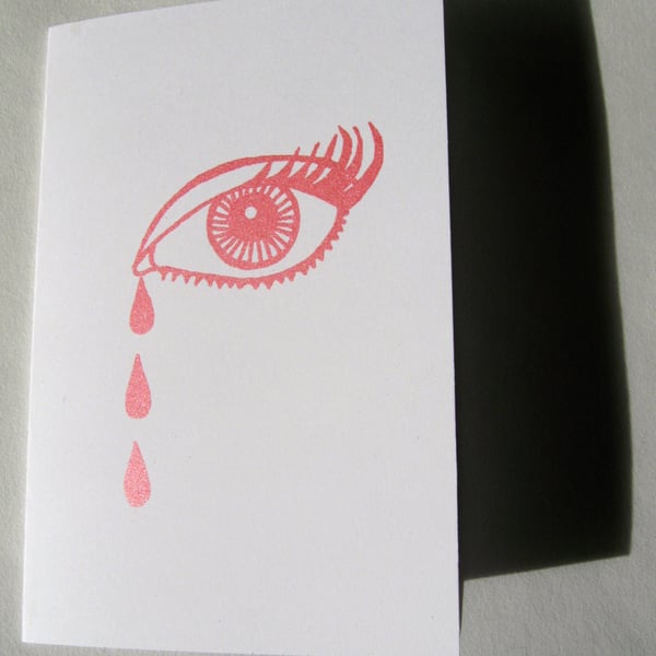 Crying Eye Card, White - Folksy