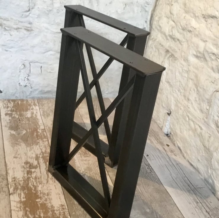 2 X Handmade Blackened Steel Seat Bench Pedesta... - Folksy