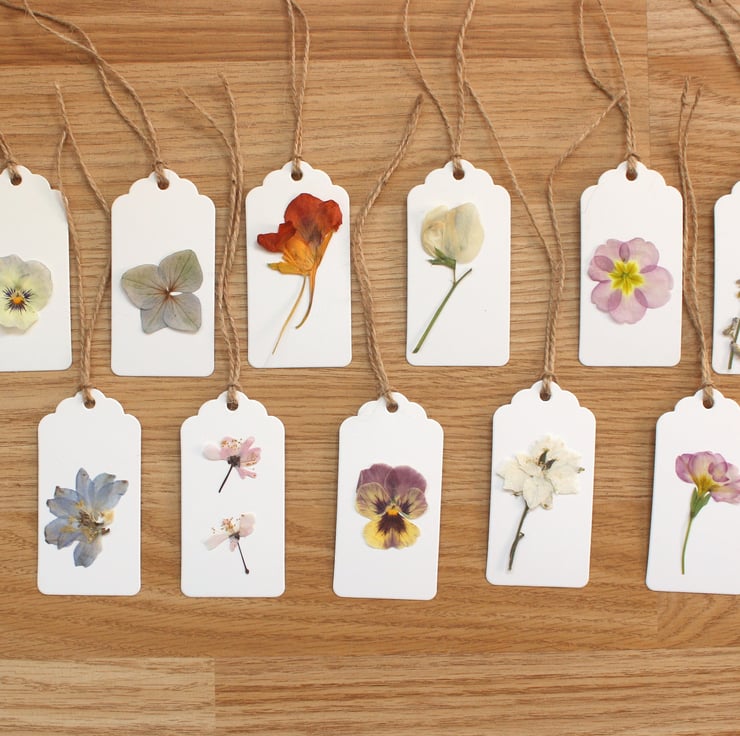 Botanical Gift Tags Real Pressed Flowers Weddin... - Folksy