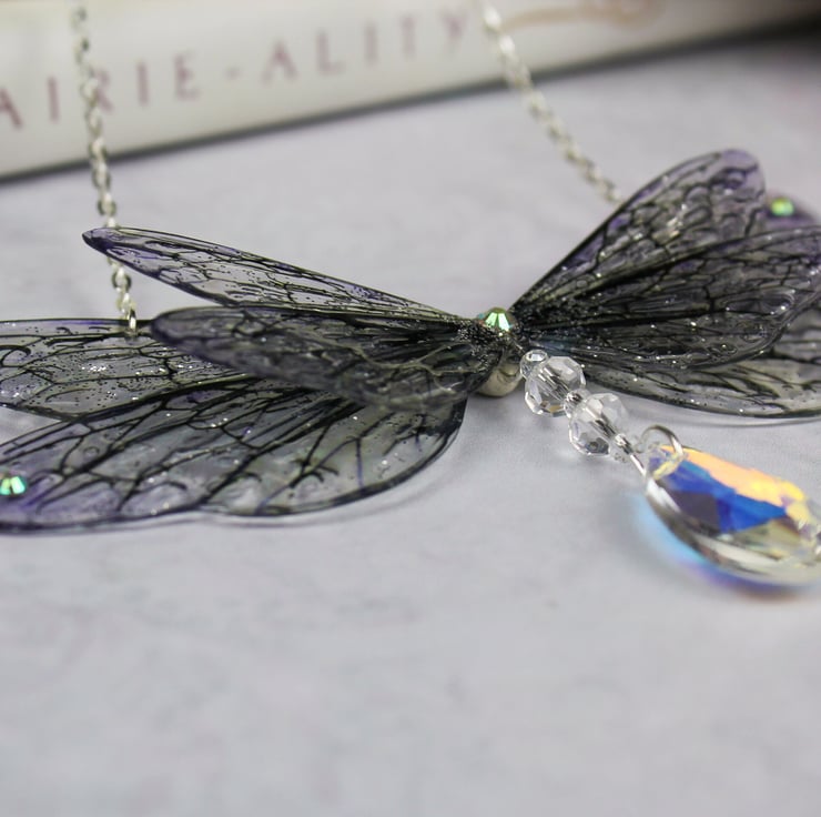 Enchanting Beaded Double Bee Wing Sparkle Penda... - Folksy