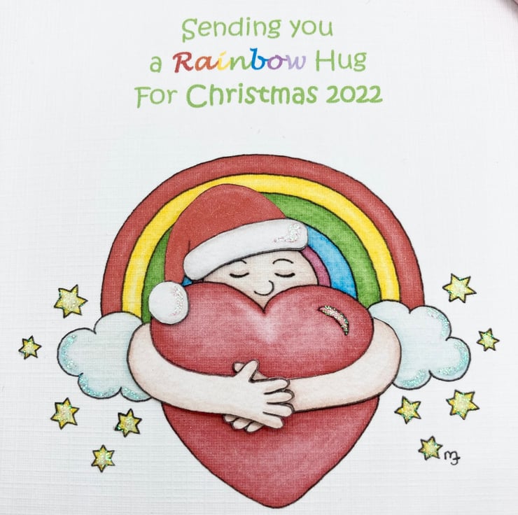 Christmas Rainbow Hug Card - Personalised Chris... - Folksy