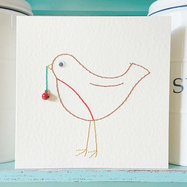 Robin Card. Hand Sewn Card. Christmas Card. Rob... - Folksy