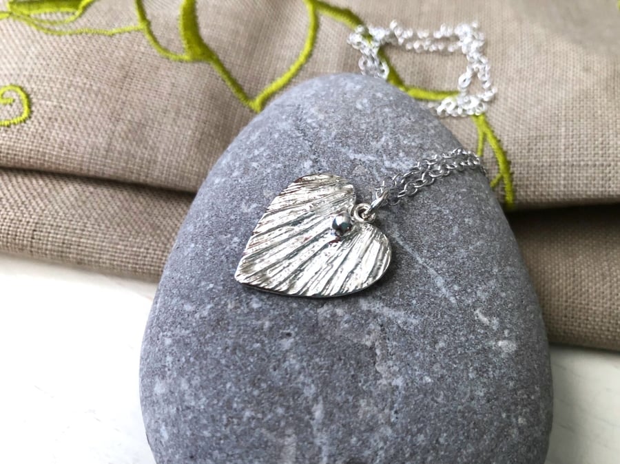 Silvert Heart Pendant with Ridged Texture. - Folksy
