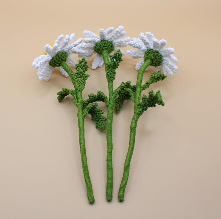 Vase of Macrame daisy flowers - textile flowers... - Folksy