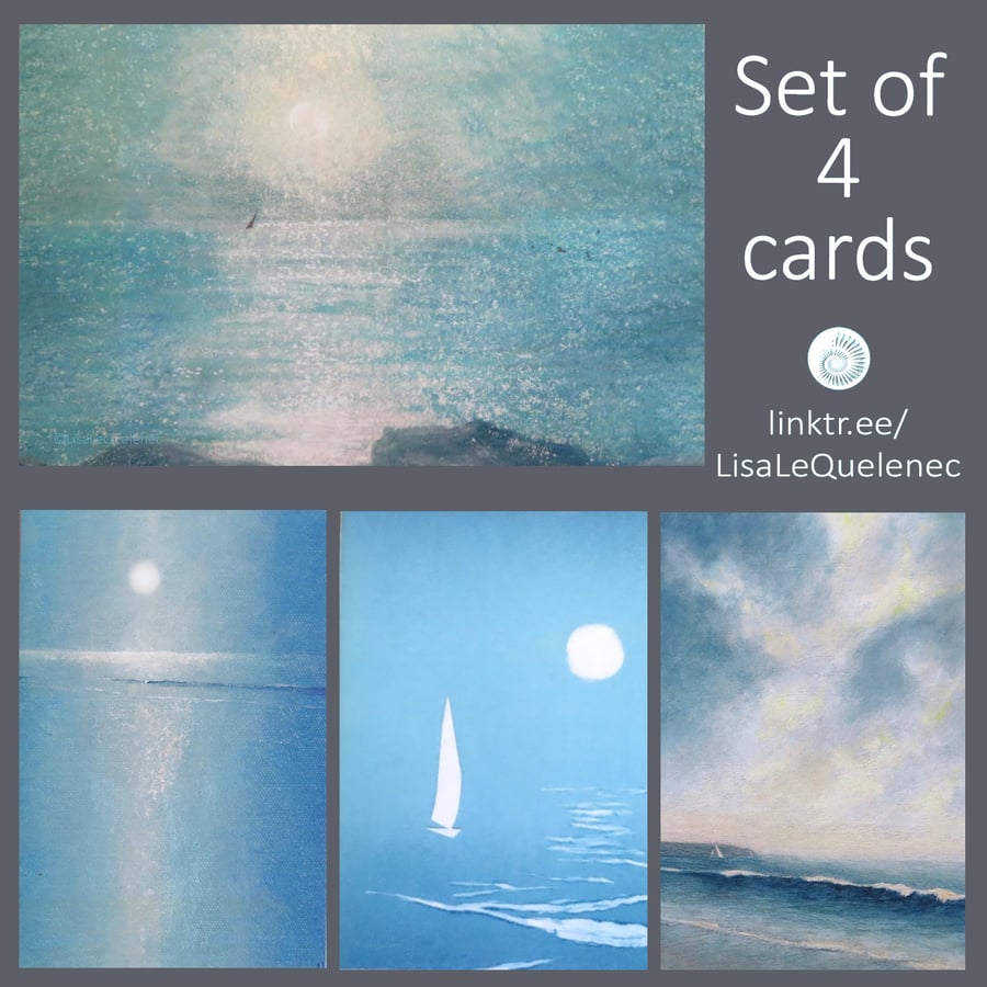 Evening sailing blank artist cards notelets set... - Folksy