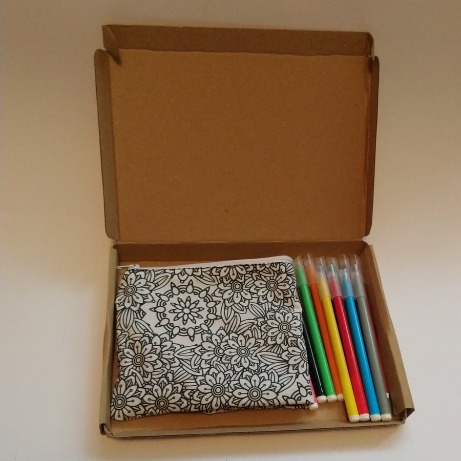 Summer Flowers Pencil Case to Colour, Letterbox... - Folksy