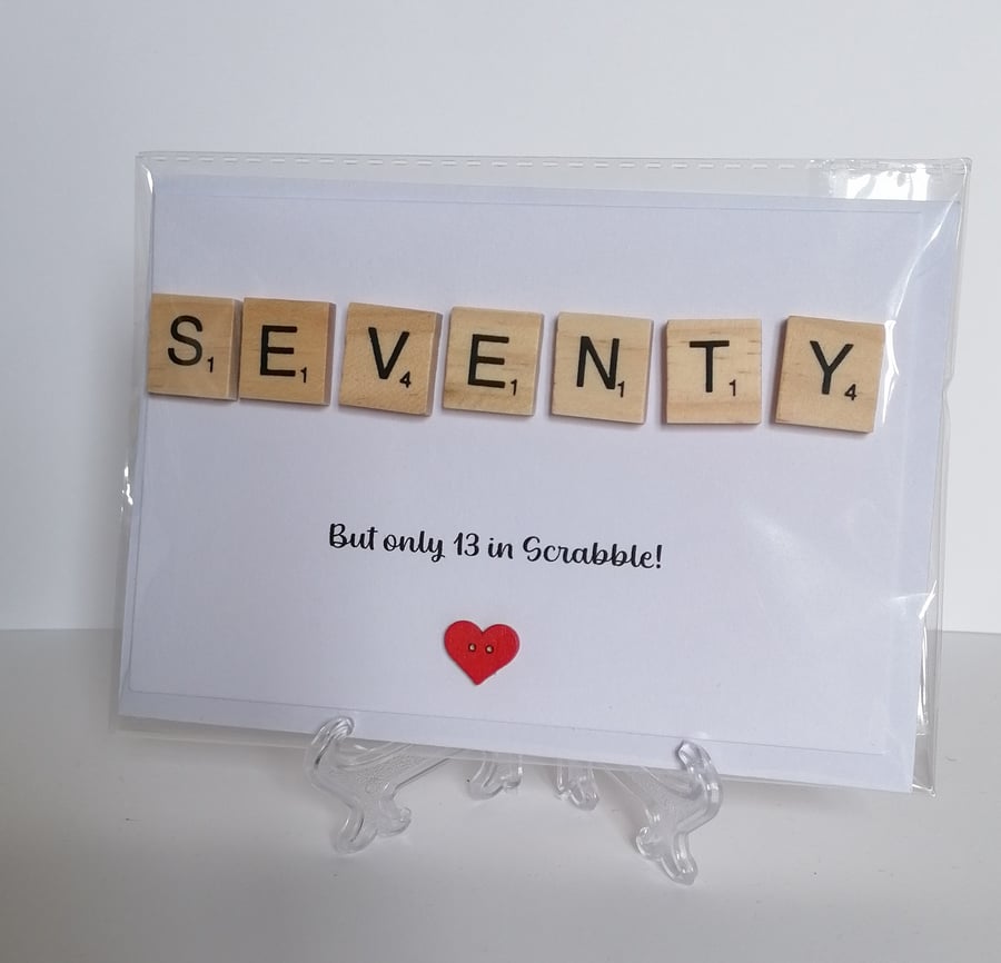 70th Birthday scrabble greetings card - Folksy