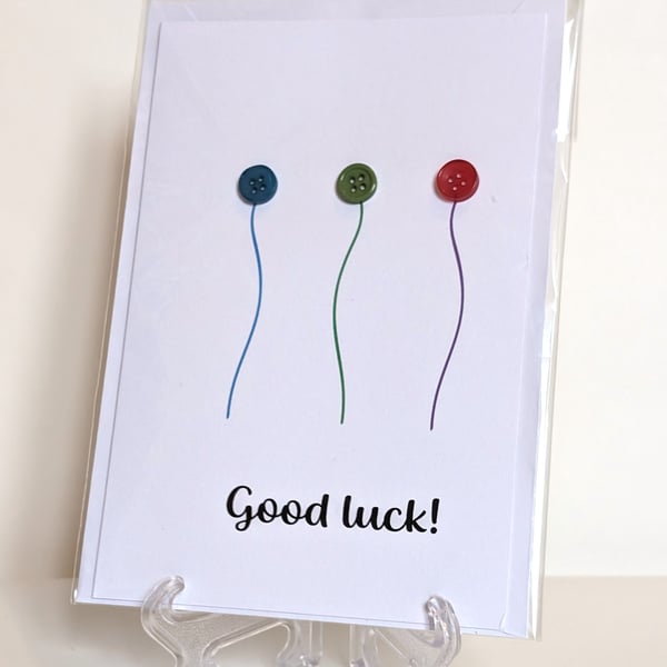 Good luck balloon buttons greetings card - Folksy