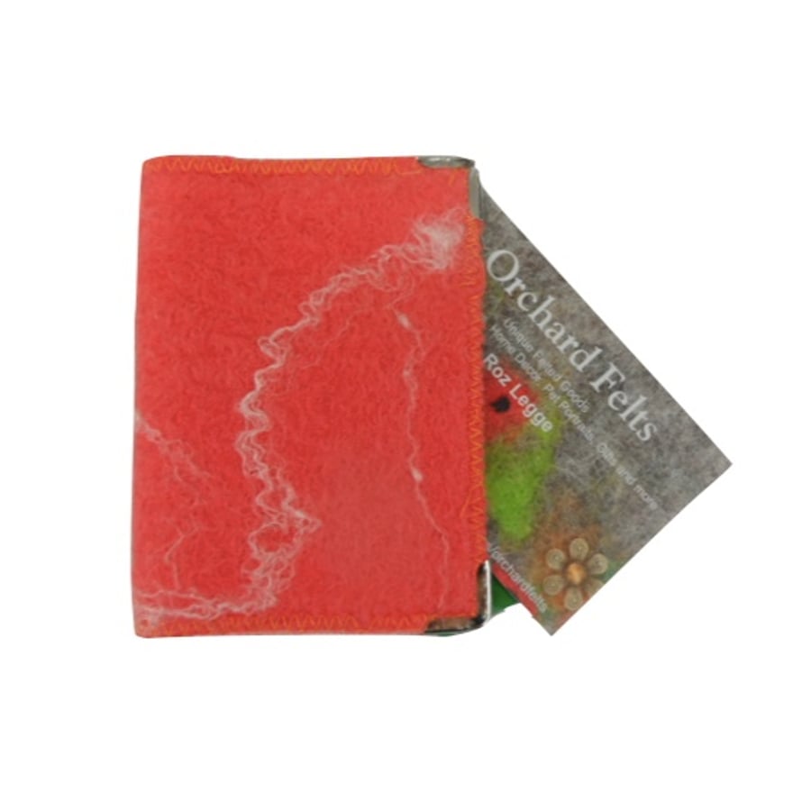 Felted card holder, wallet, orange, for busines... - Folksy