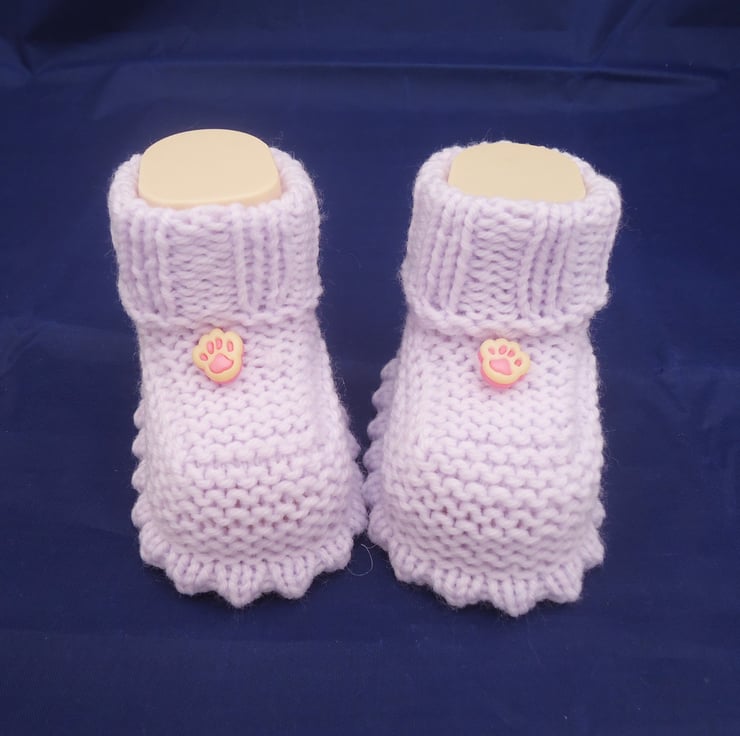 Cute Baby Booties, Hand Knit Baby Booties in Pa... - Folksy