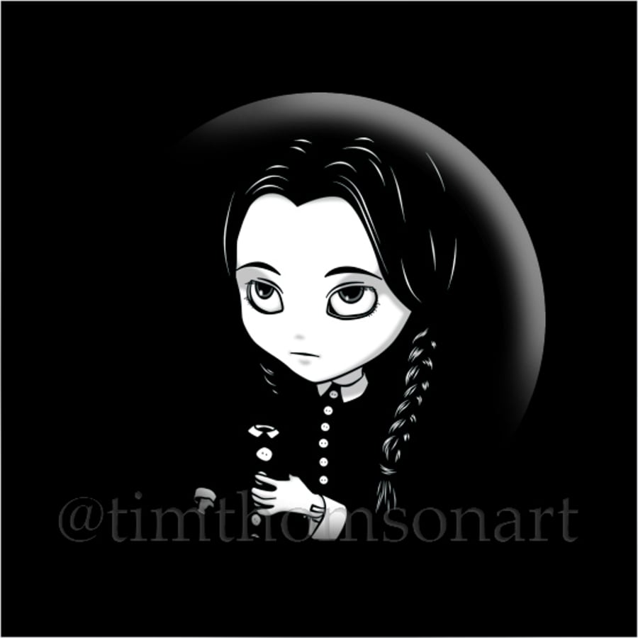 Wednesday Addams Pullip Doll 25mm button pin ba... - Folksy