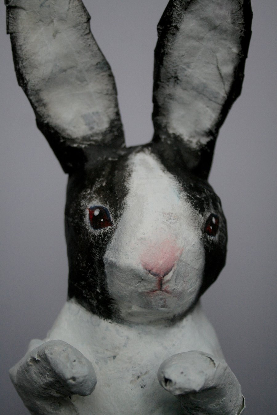 Black & White Rabbit, Papier Mache Sculpture - Folksy
