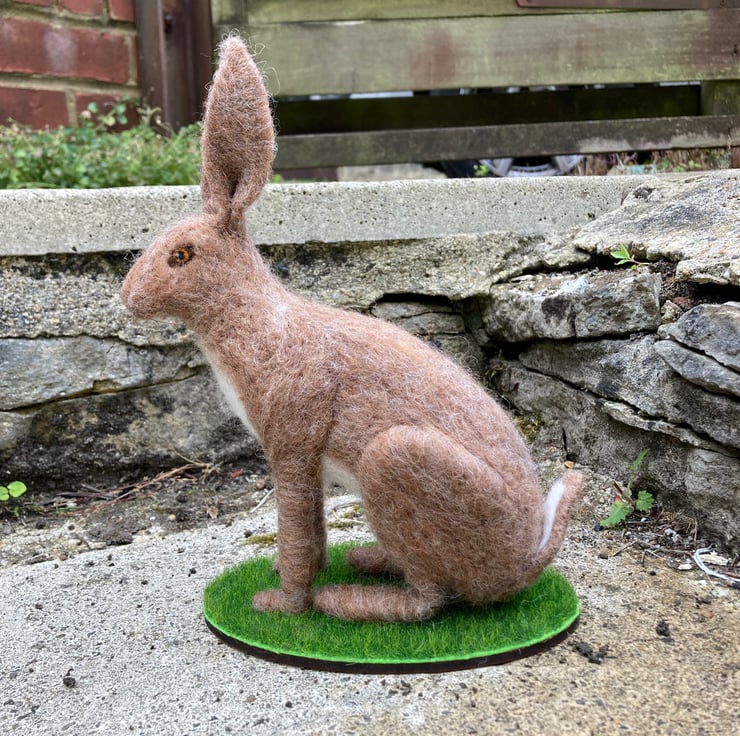 Hare needle felted model, brown hare, woollen s... - Folksy