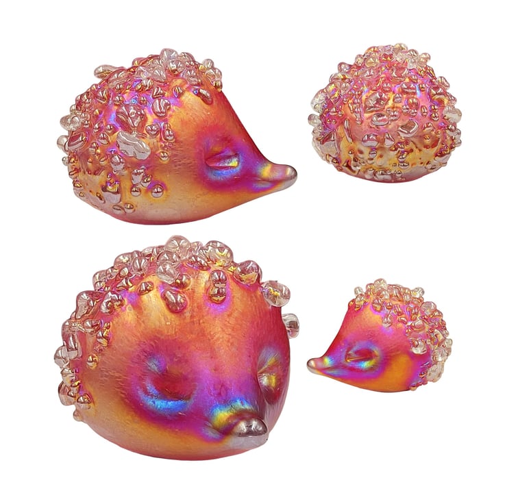GLASS HEDGEHOG HANDBLOWN Paperweight Iridescent... - Folksy