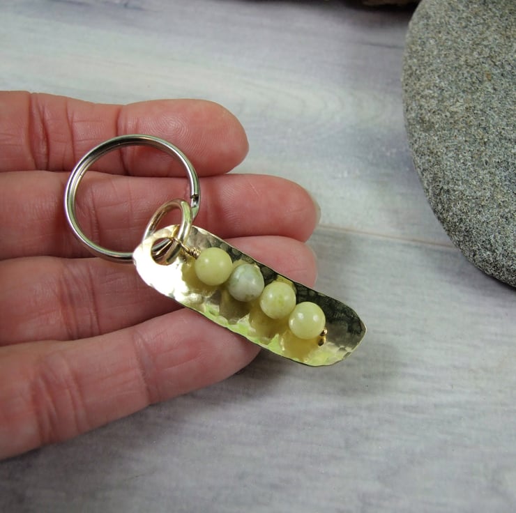 Keyring, Family Peas in a Pod Bag Charm. Brass ... - Folksy