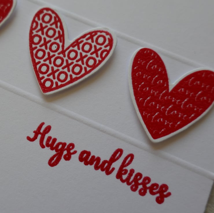 Bright Red Embossed Hearts - Hugs and Kisses - ... - Folksy