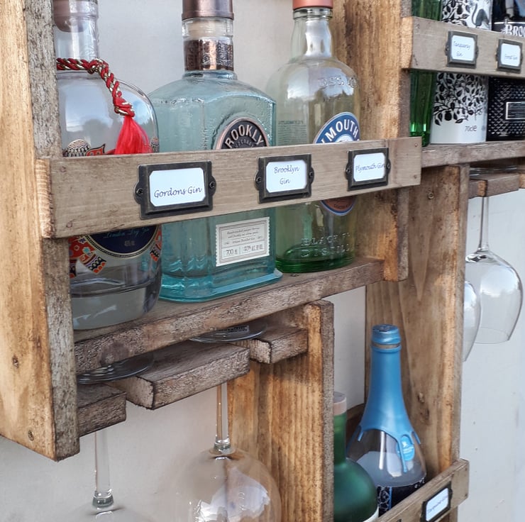 Gin rack, 8 bottles & 4 goblet glasses stor... - Folksy