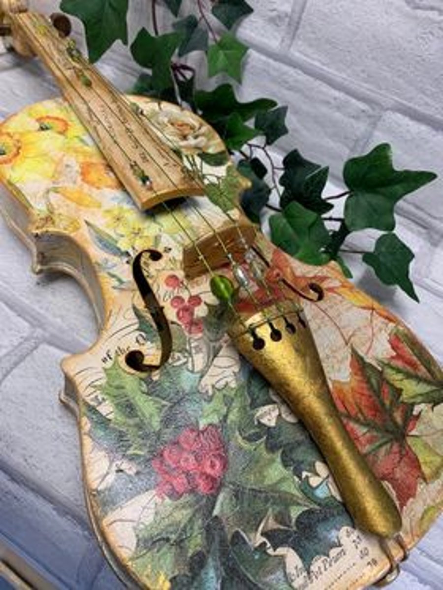 Decorative Violin - Four Seasons (Up-cycled) - Folksy