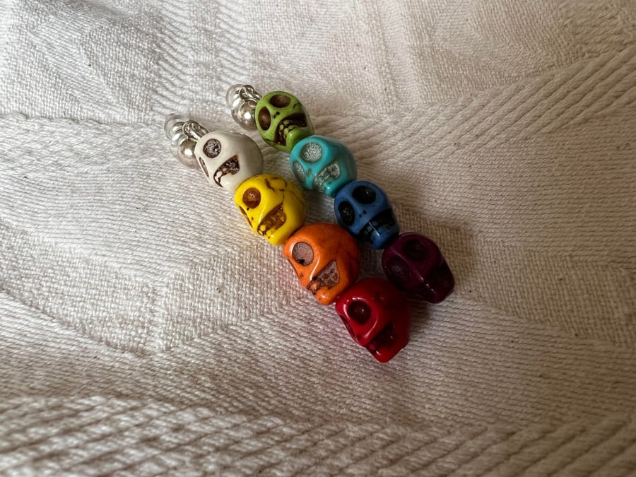 handmade colourful fun rainbow pride skull drop... - Folksy