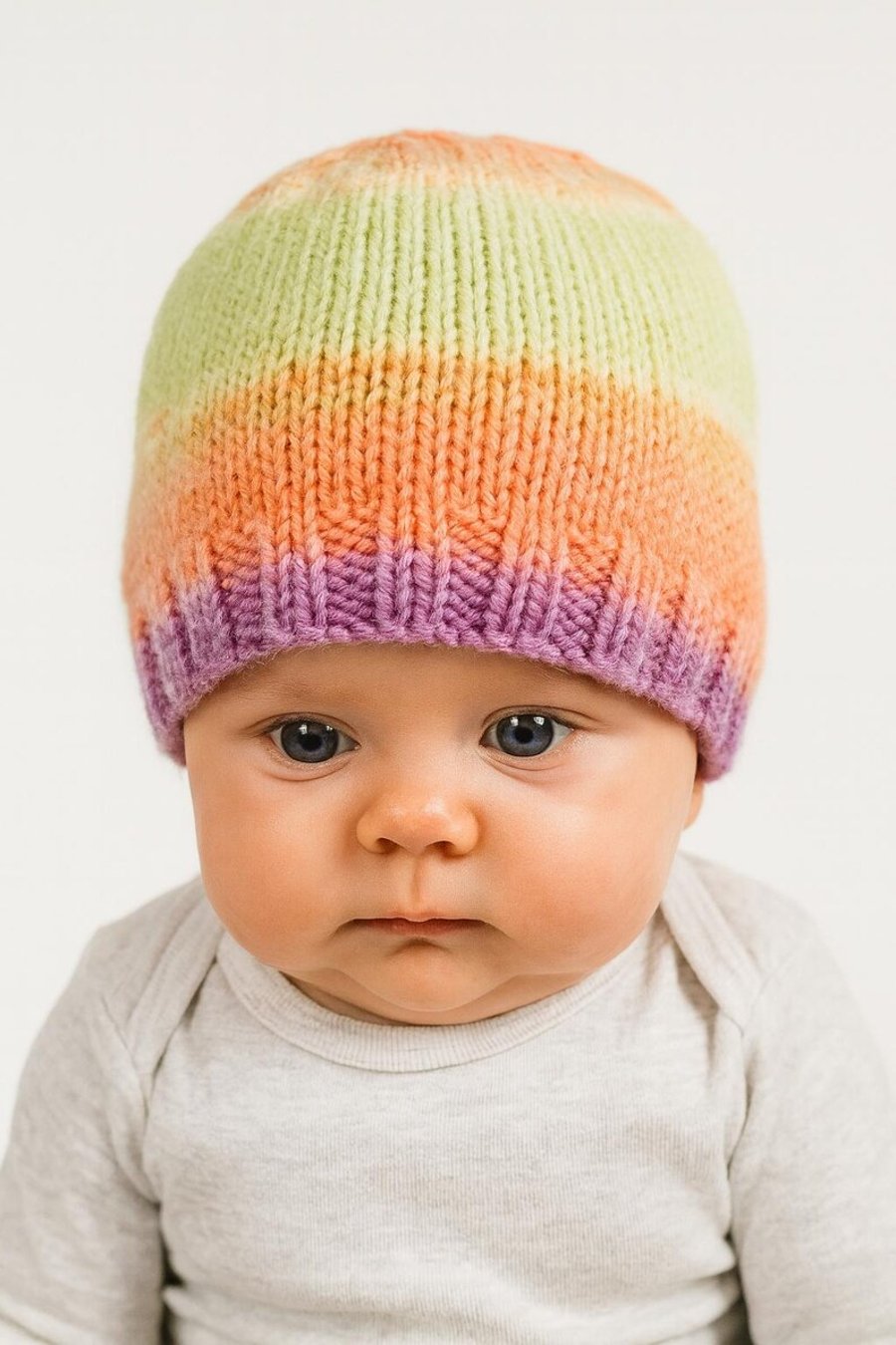 Hand Knitted Baby Hat for Girls, Pastel Stripes... - Folksy