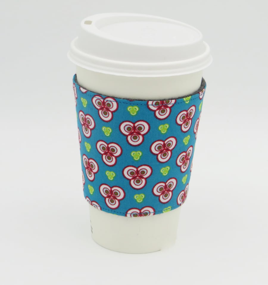 Fabric Coffee Cup Cosy, Reusable Reversible Cup... - Folksy