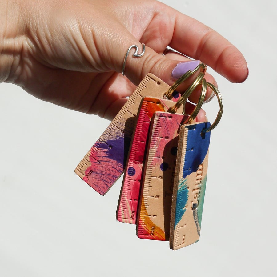 Personalised Leather Ruler Keyring. Gift for Cr... - Folksy
