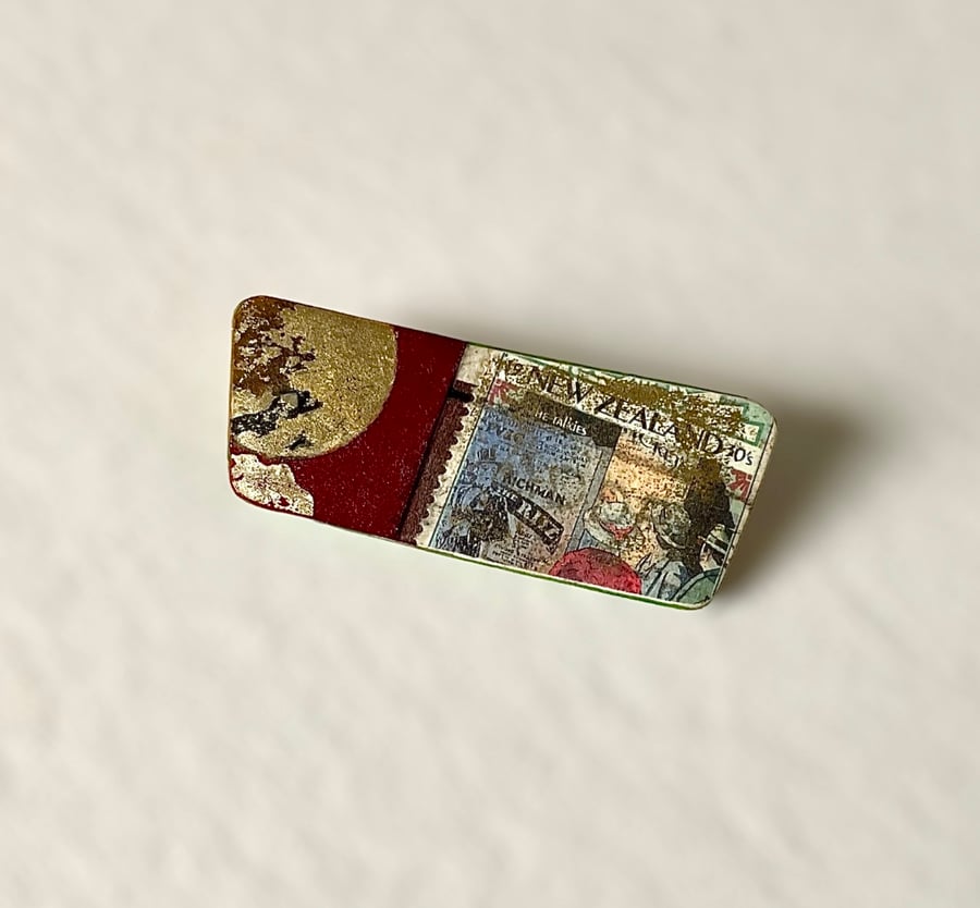 New Zealand Stamp Brooch - Folksy
