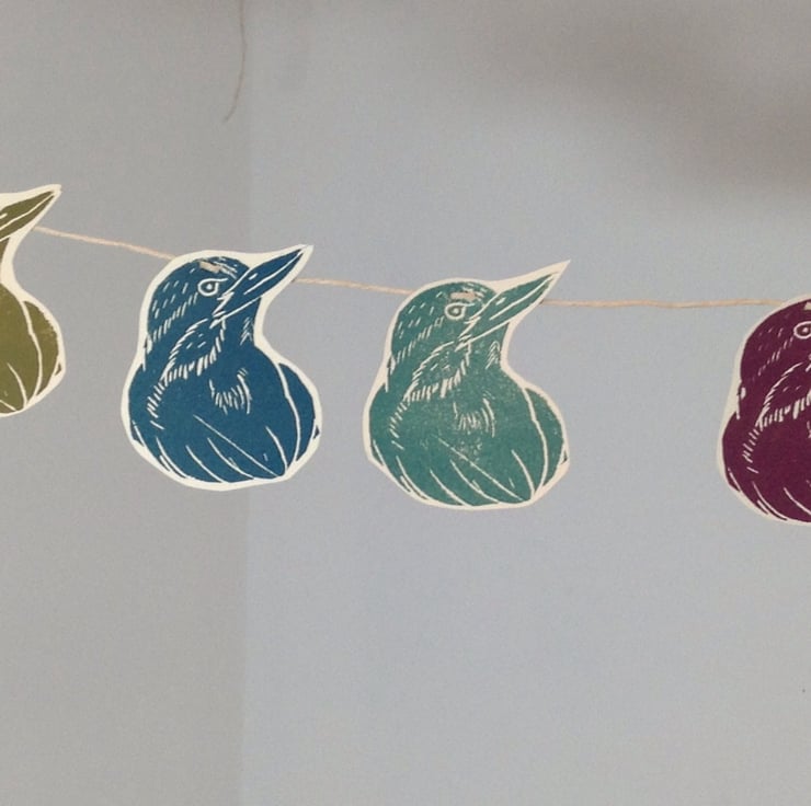 Hand printed paper bunting - Folksy