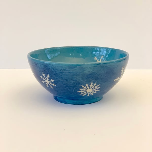 Snowflake Stoneware Bowl Hand-Crafted - Folksy