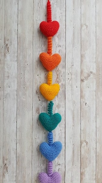 A rainbow of hearts window display or wall hanger - Folksy