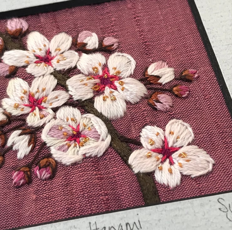 Cherry Blossom Hanami - hand embroidered pictured - Folksy
